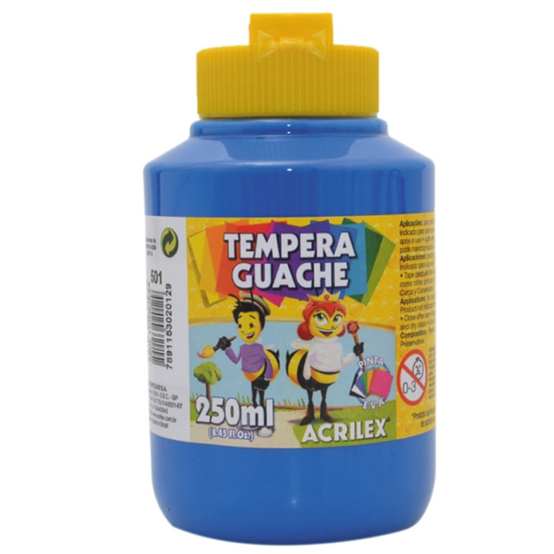 Tinta Guache 250 Ml Azul Turquesa Acrilex - Papelaria Central Uberlândia