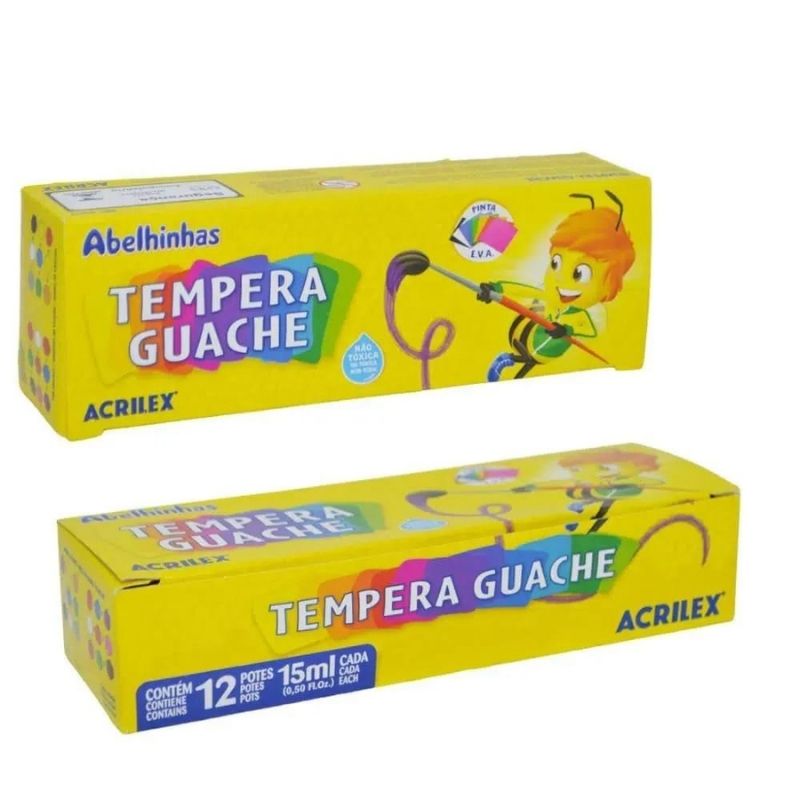 Tinta Guache 12 Cores 15ML 02012 Acrilex - Papelaria Central Uberlândia