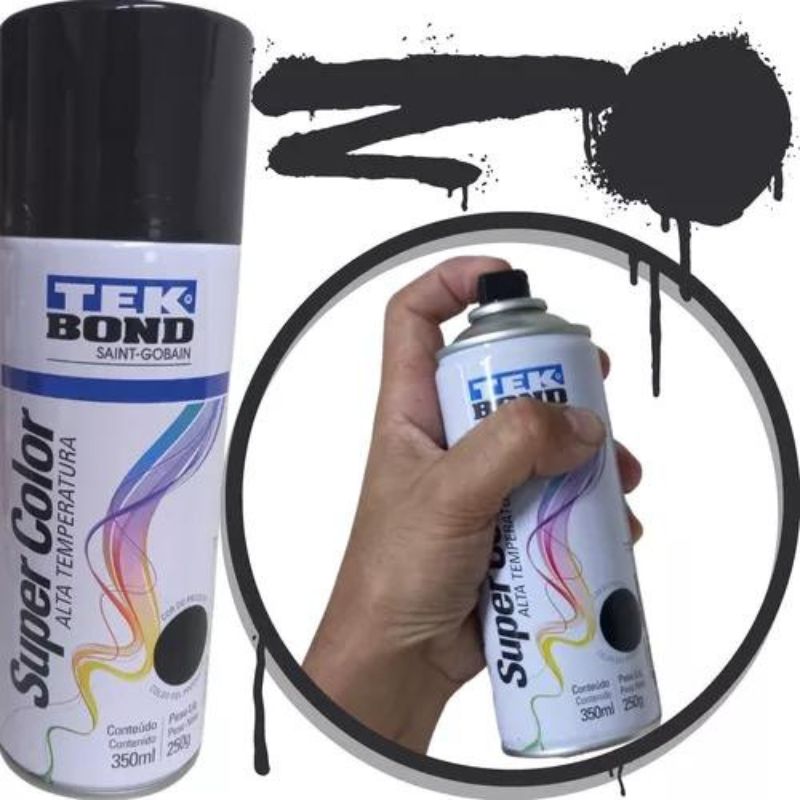 Tinta Spray 350ML Preto Fosco Super Color - Papelaria Central Uberlândia